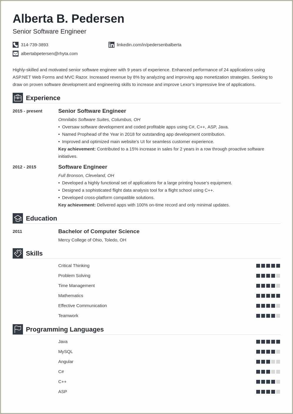 25 Years Engineer Resume Sample - Resume Example Gallery