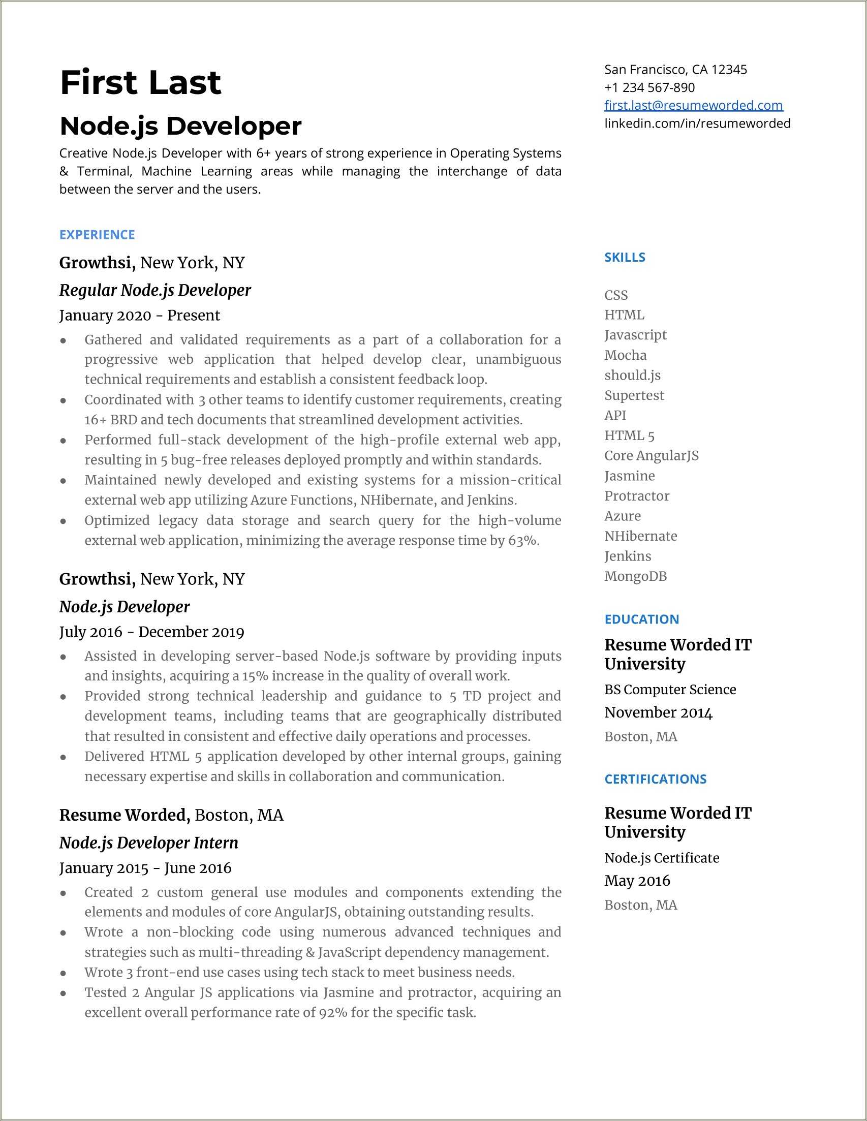 Resume For Programmer With No Experience - Resume Example Gallery
