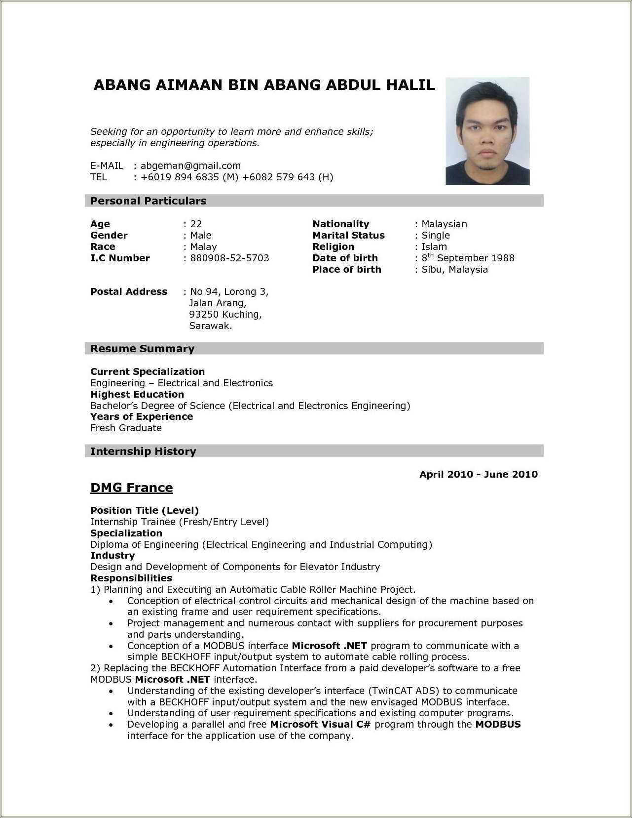 A Job Application With Resume Resume Example Gallery
