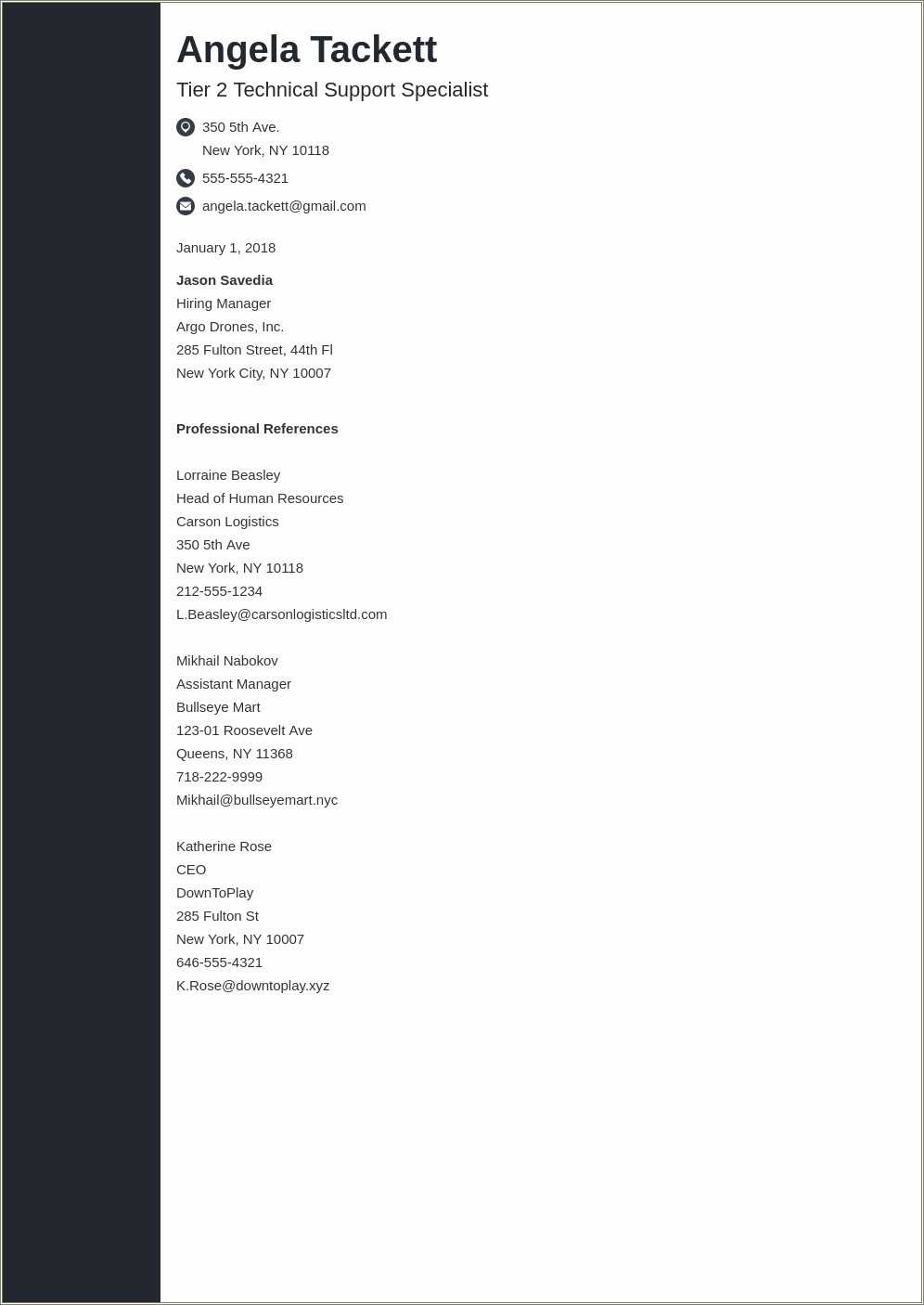 References Available Upon Request Resume Example - Resume Example Gallery