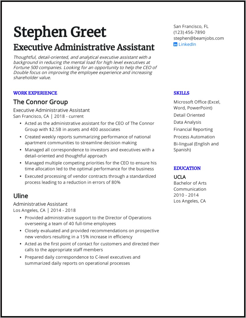 Sample Resume Skills Administrative Assistant Resume Example Gallery Sample Resume Skills Administrative Assistant Resume Example Gallery