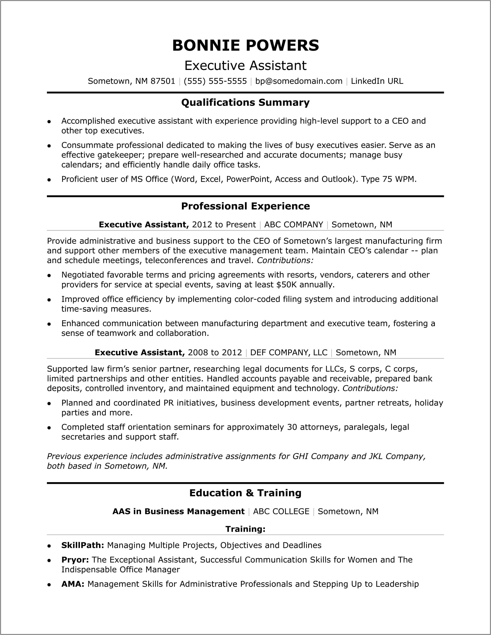 Administrative Assistant Summary Resume Examples Resume Example Gallery