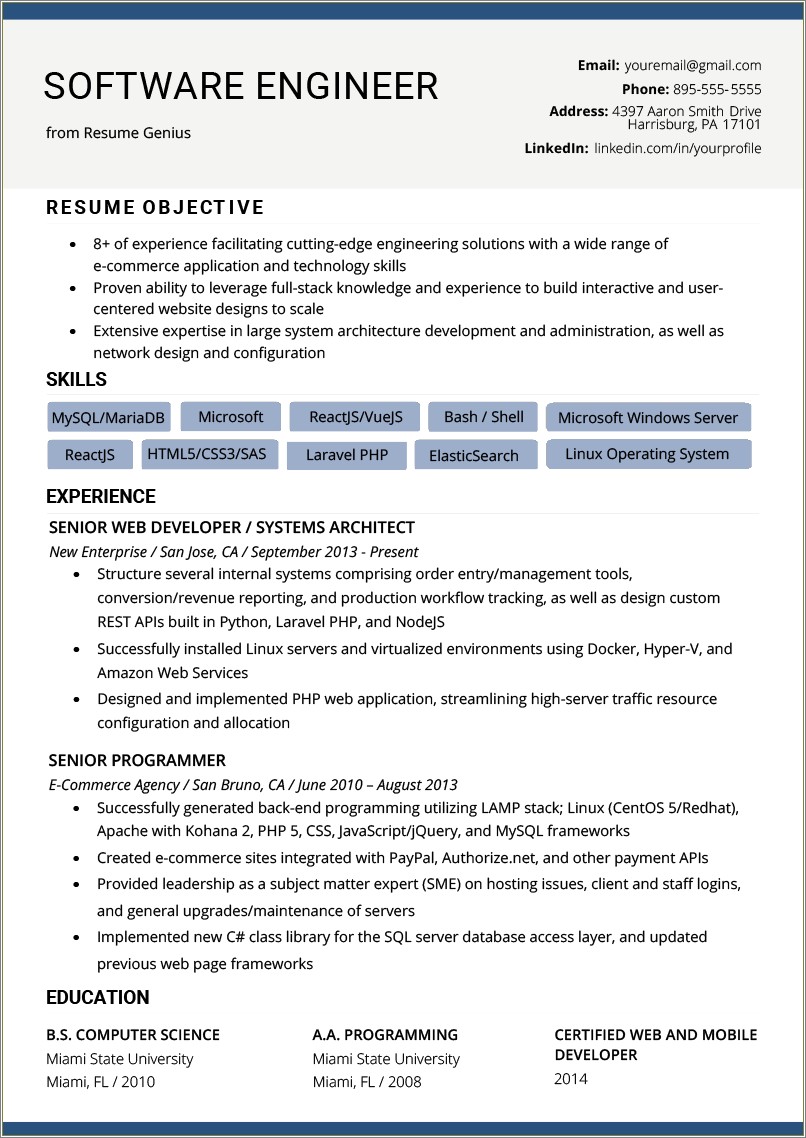 Advanced Computer Skills Resume Sample - Resume Example Gallery