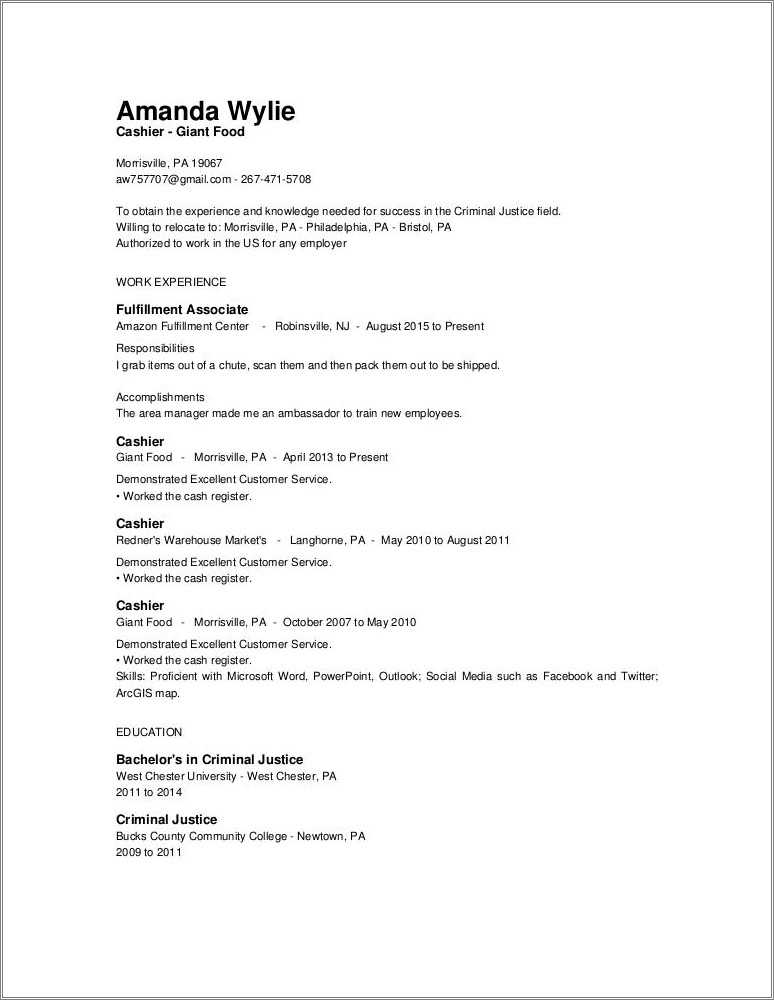Amazon Fulfillment Associate Resume Sample Resume Example Gallery amazon-fulfillment-associate-resume-sample-resume-example-gallery