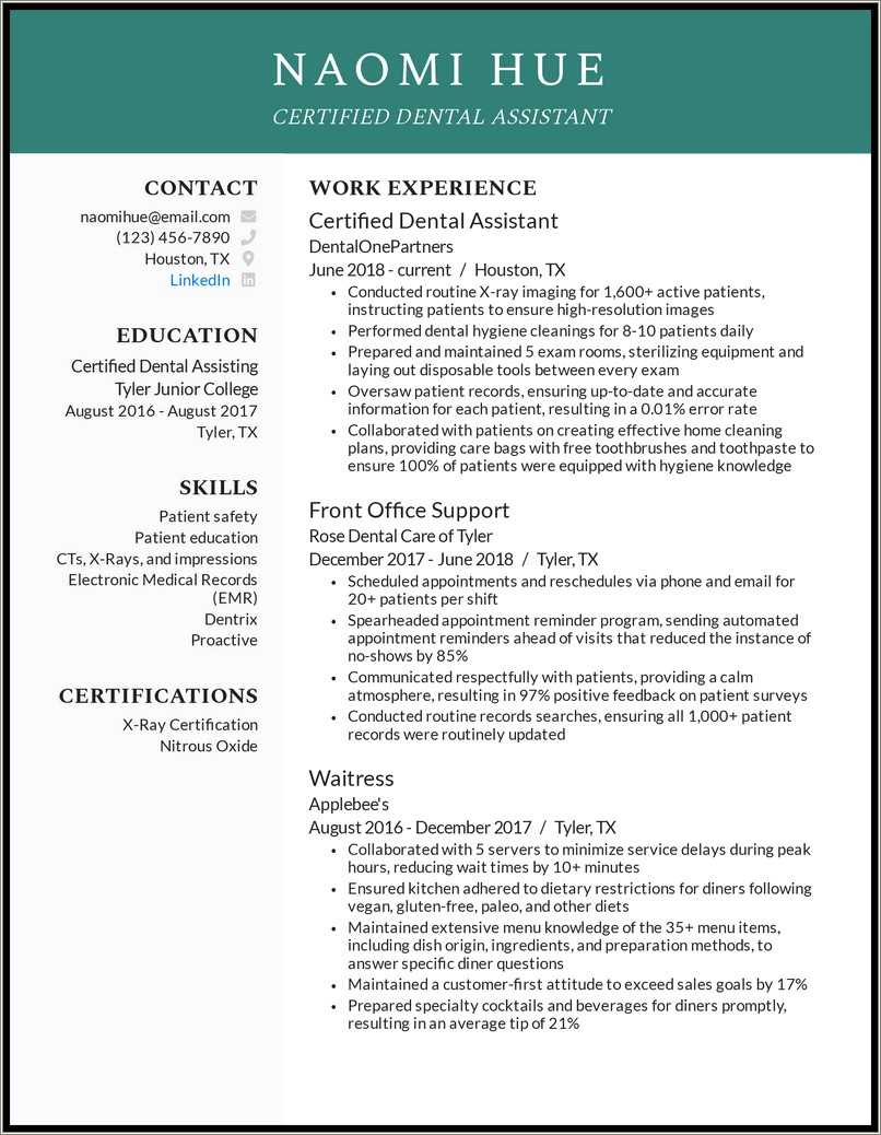 An Example Of A Dental Assistant Resume Resume Example Gallery an-example-of-a-dental-assistant-resume-resume-example-gallery