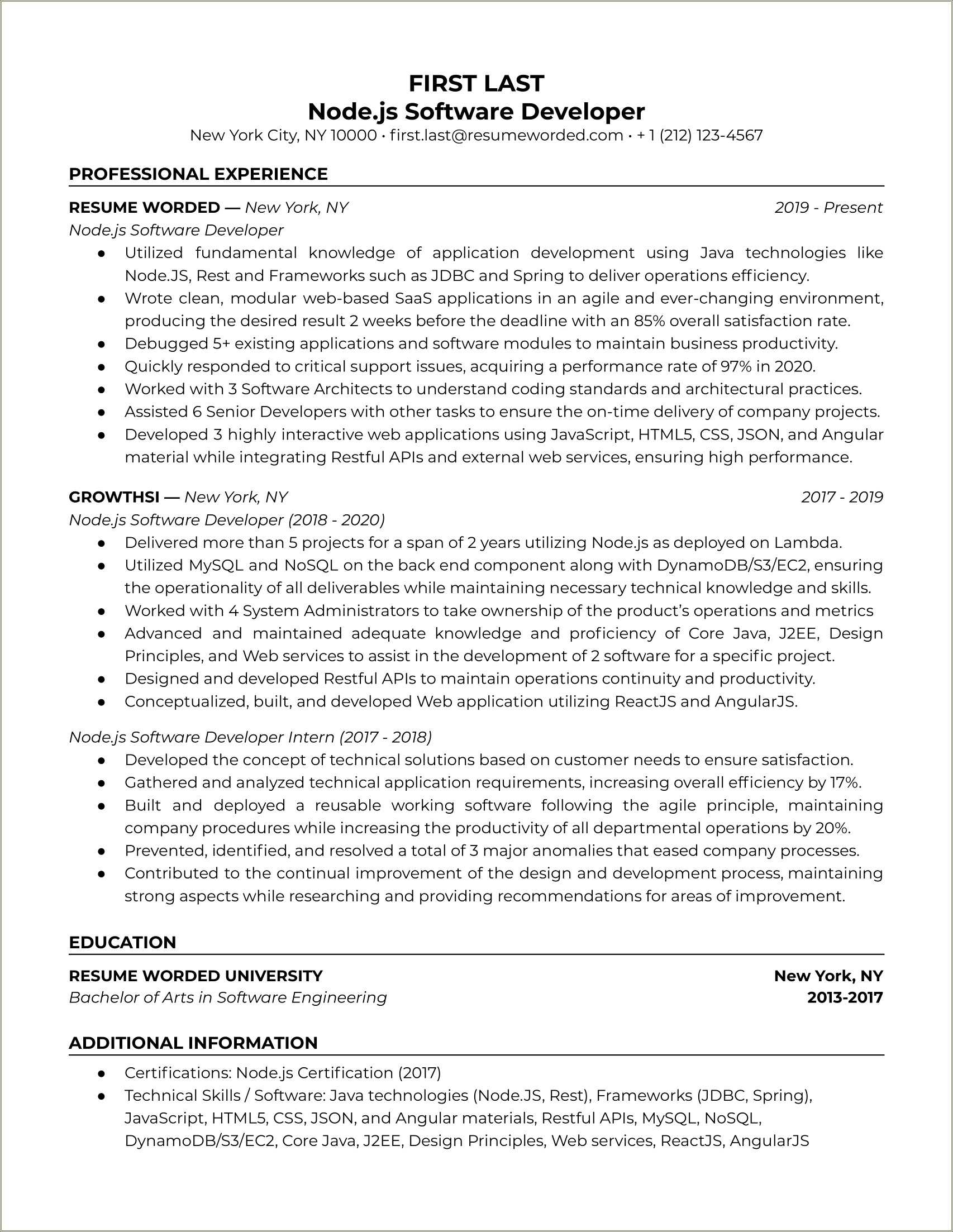 Aws Certified Developer Resume Sample - Resume Example Gallery