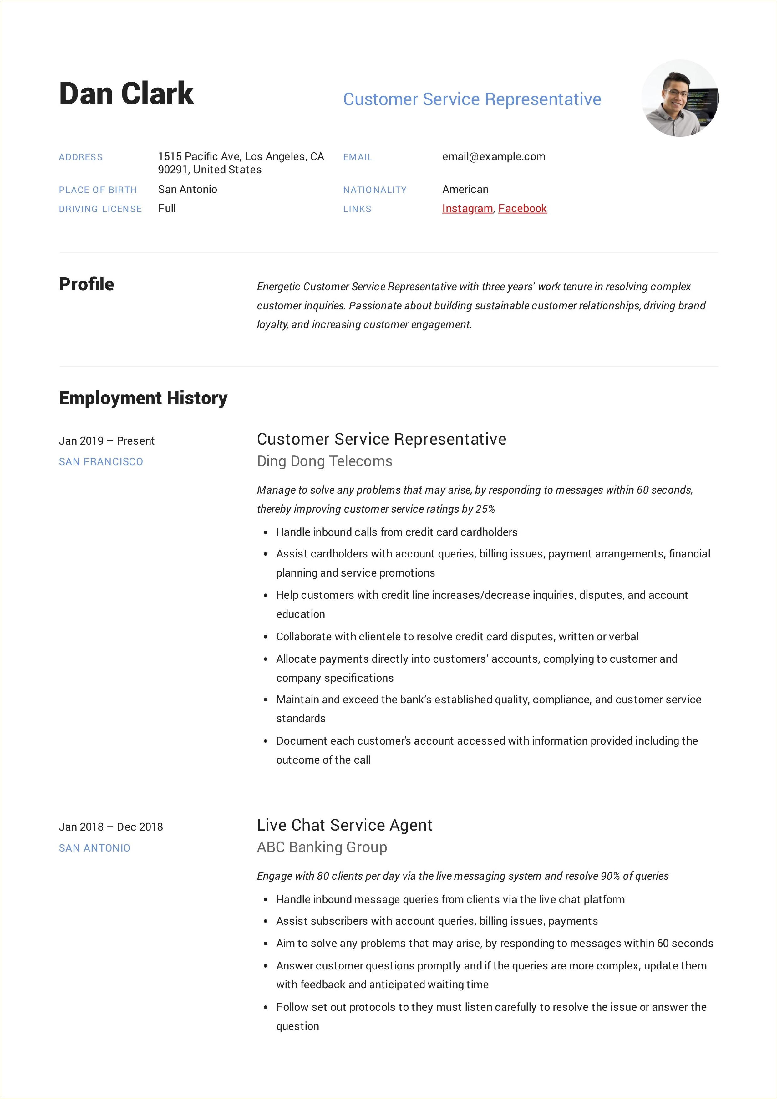 customer-service-representative-bank-job-resume-resume-example-gallery