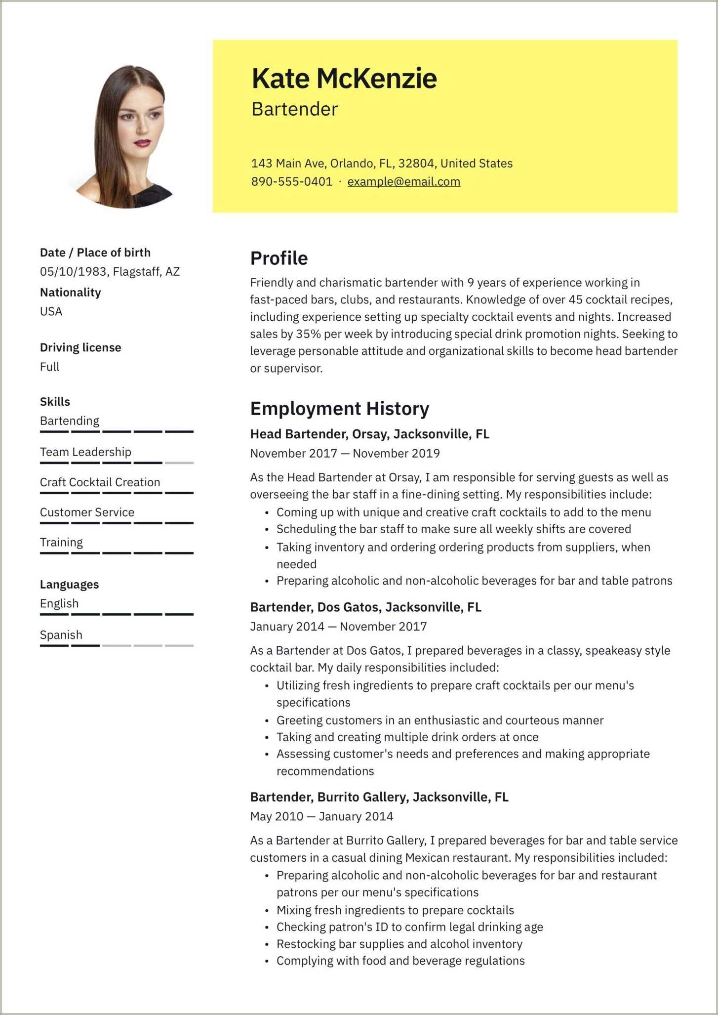 Bartender Skills For Resume Sample Resume Example Gallery bartender-skills-for-resume-sample-resume-example-gallery