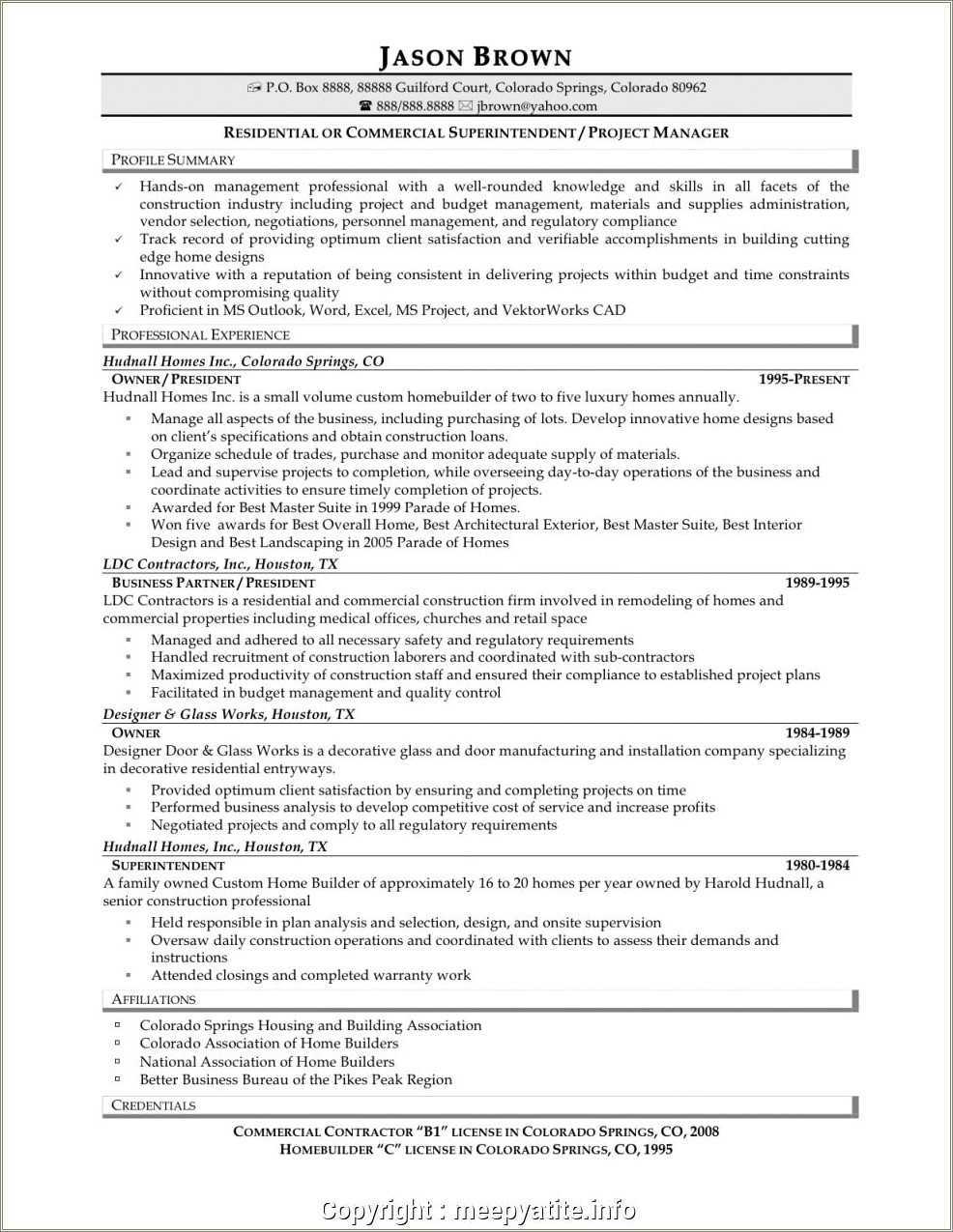 Construction Project Manager Resume Sample Pdf Resume Example Gallery