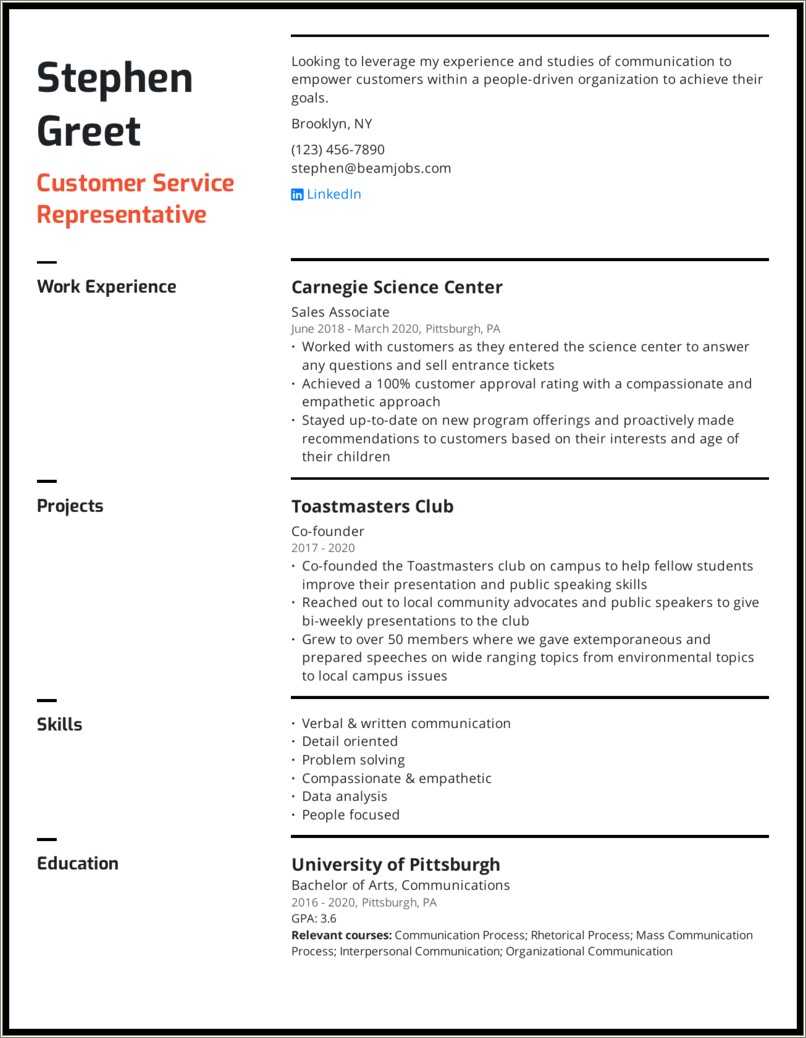 Customer Service Job Summary For Resume Resume Example Gallery