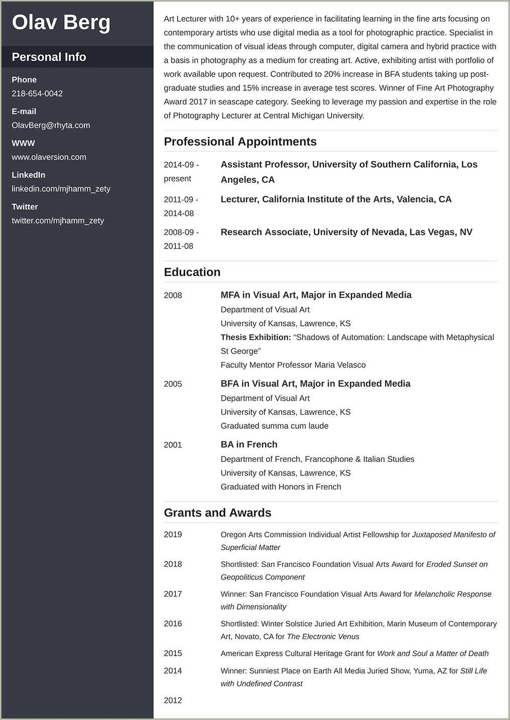 Resume Objective For Learning Position