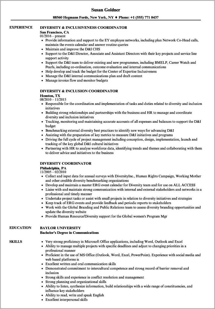 Best Resume For Diverse Work Experience Resume Example Gallery