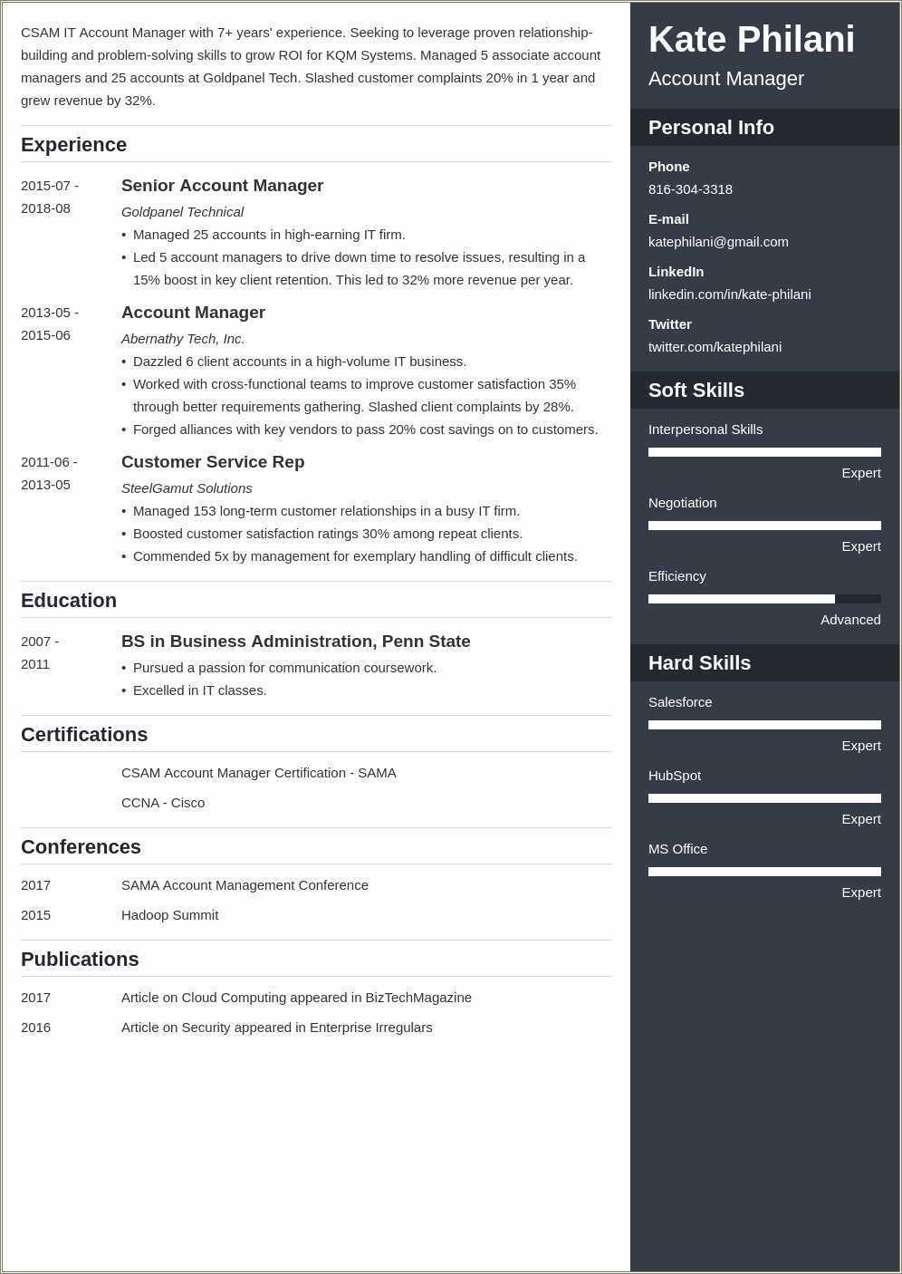 Best Strategic Account Manager Resume Resume Example Gallery