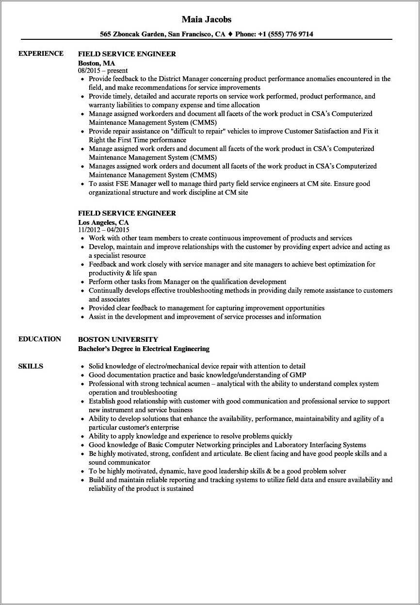 Biomedical Service Engineer Resume Sample Resume Example Gallery biomedical-service-engineer-resume-sample-resume-example-gallery