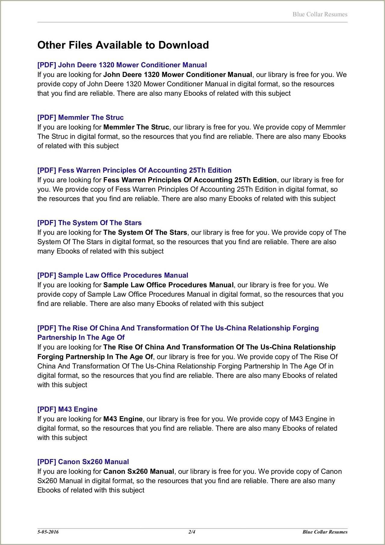 Blue Collar Resume Examples Factory - Resume Example Gallery