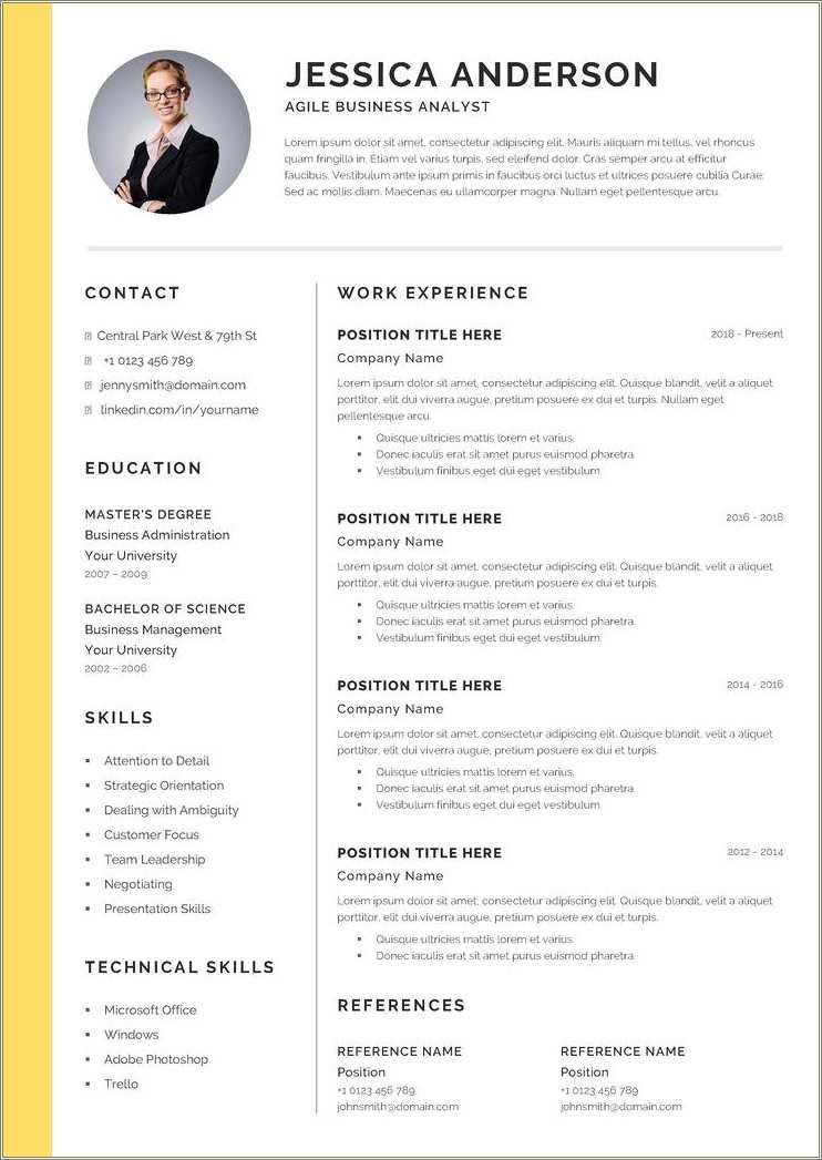 Business Analysis Position Resume Example Resume Example Gallery