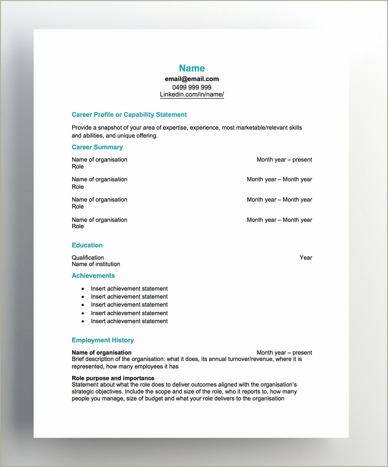 Career Summary For Resume For Freshers