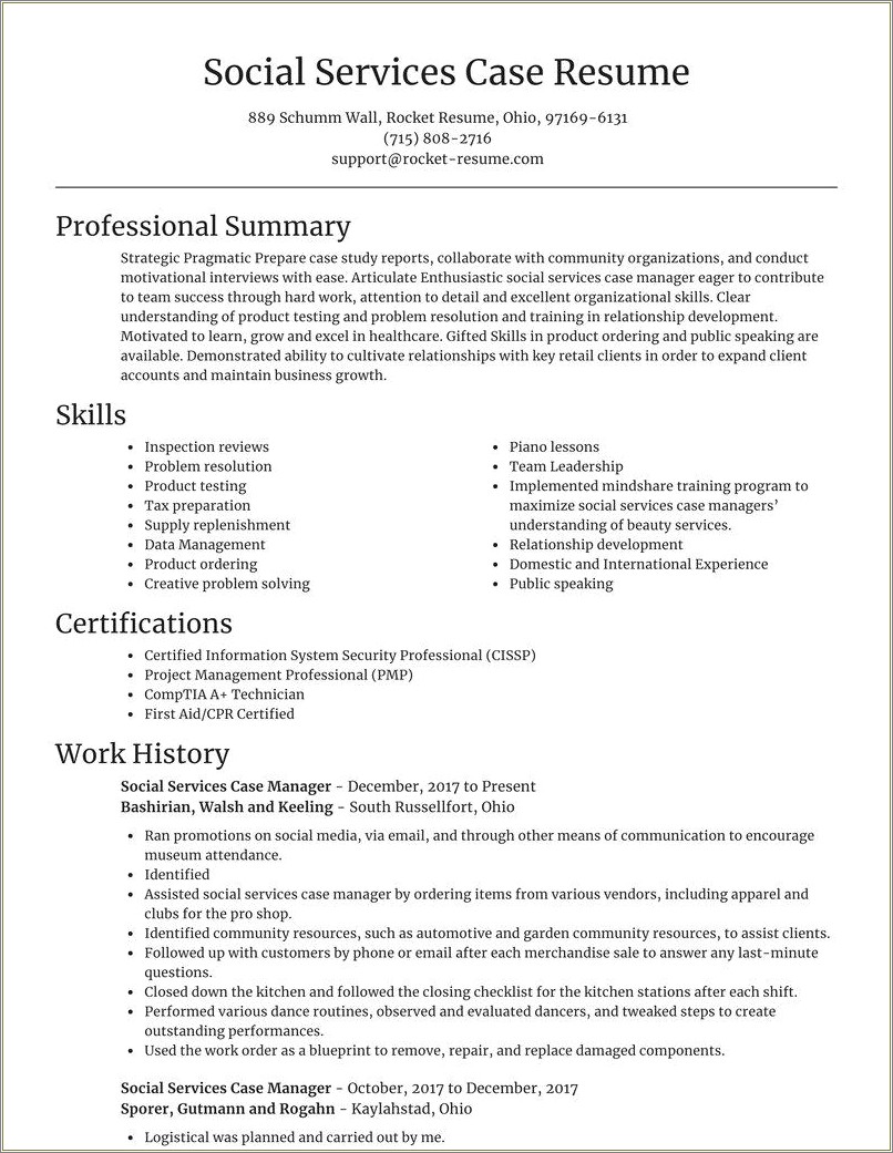 Case Manager Resume Summary Sample Resume Example Gallery