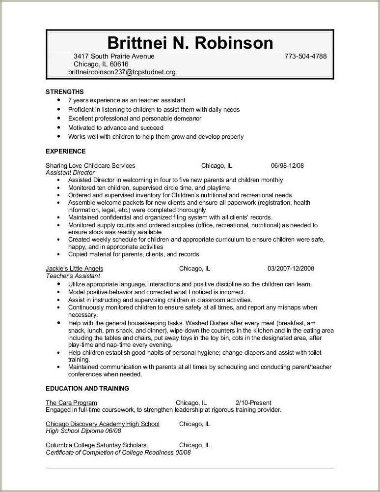 Child Care Worker Resume Professional Summary Resume Example Gallery