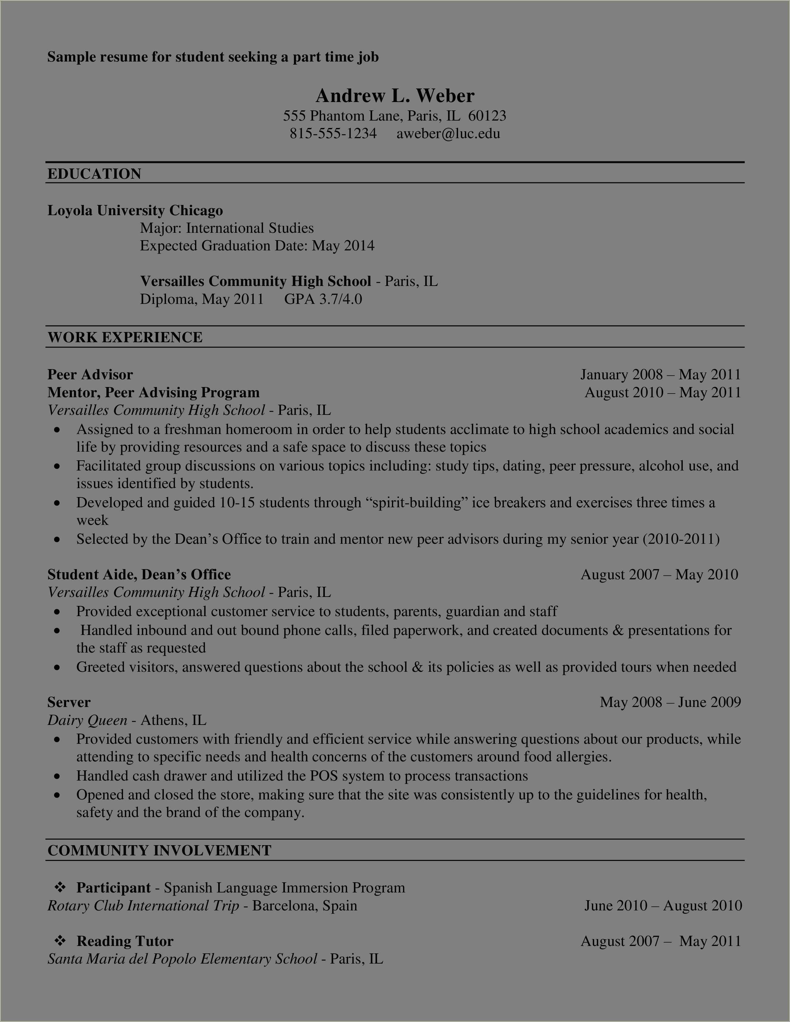 College Student Resume Examples For Summer Job Resume Example Gallery college-student-resume-examples-for-summer-job-resume-example-gallery