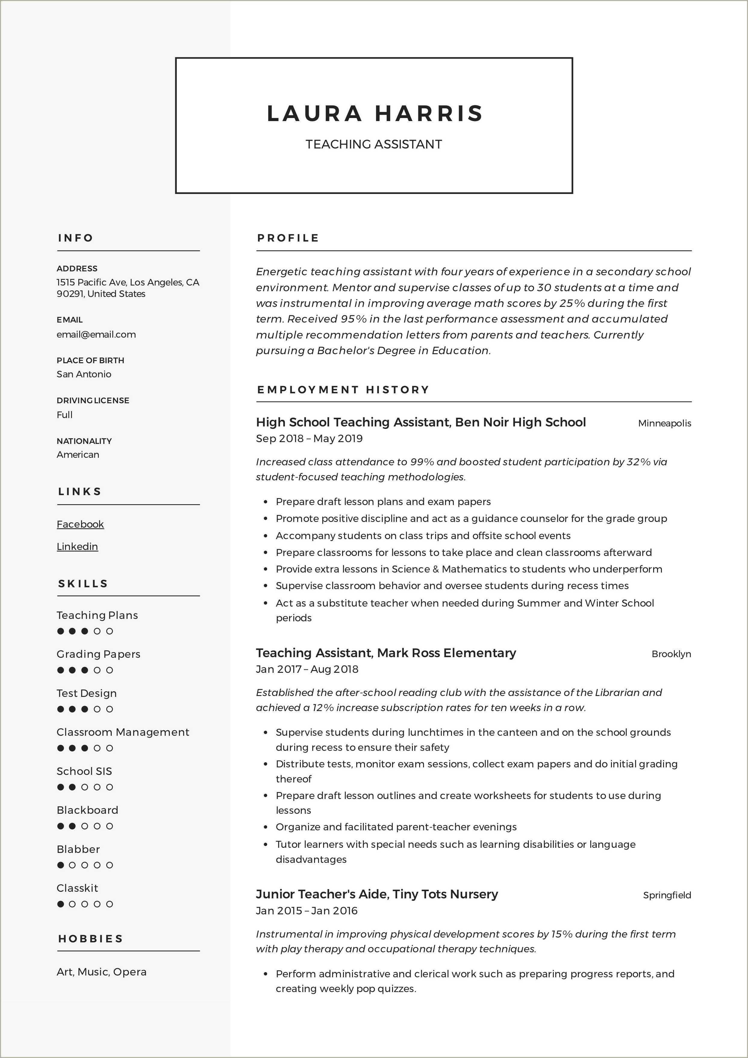 College Student Resume Sample Teaching Assistant Resume Example Gallery college-student-resume-sample-teaching-assistant-resume-example-gallery