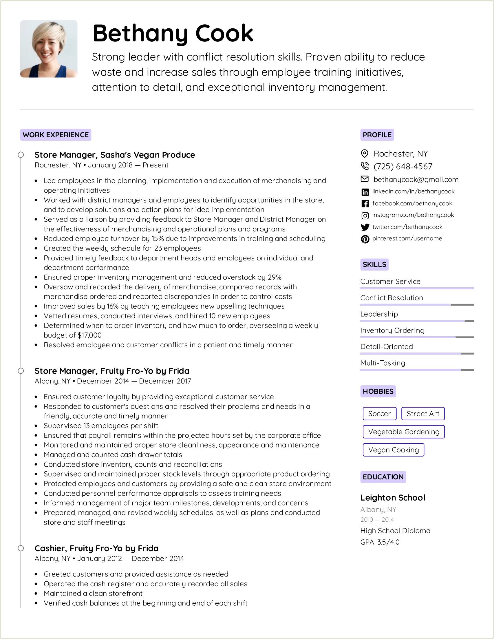 Convenience Store Manager Resume Word Format Resume Example Gallery
