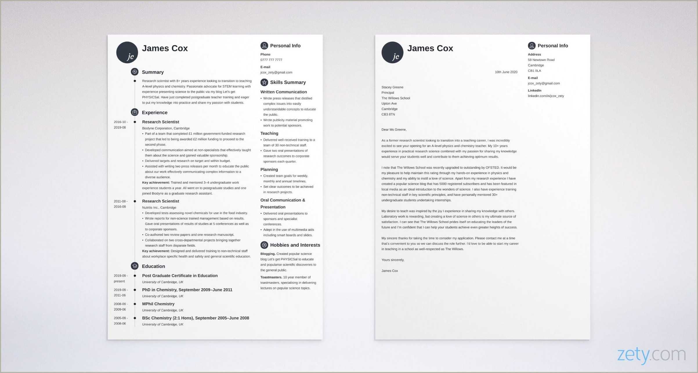 Cover Letter And Resume Font Match Resume Example Gallery