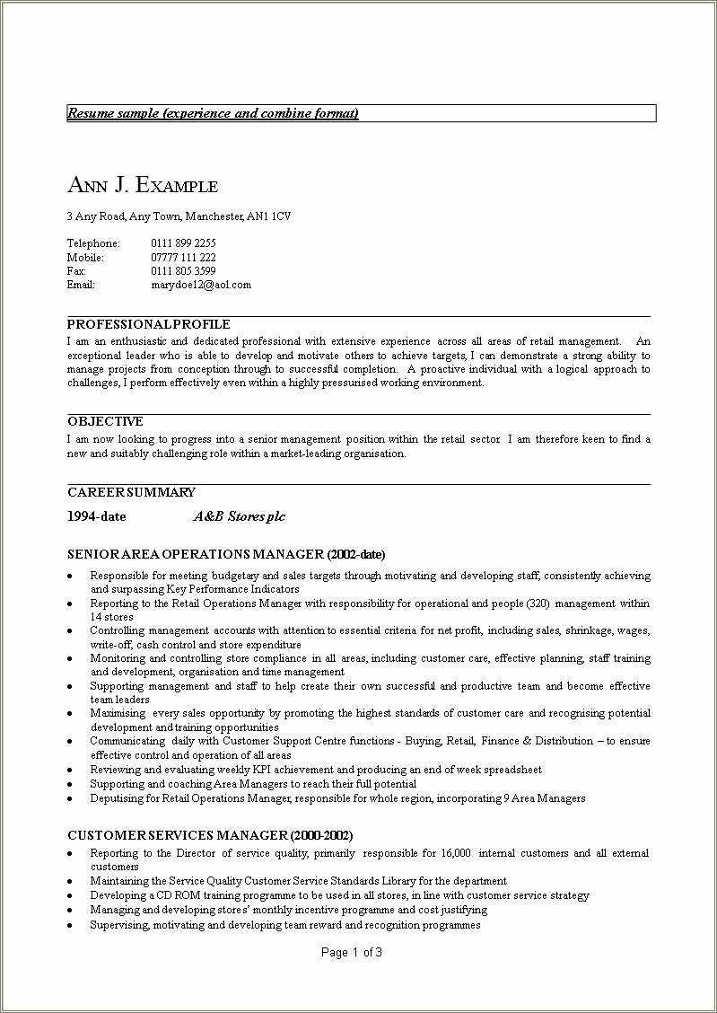 Professional Profile Resume Examples Customer Service Resume Example 