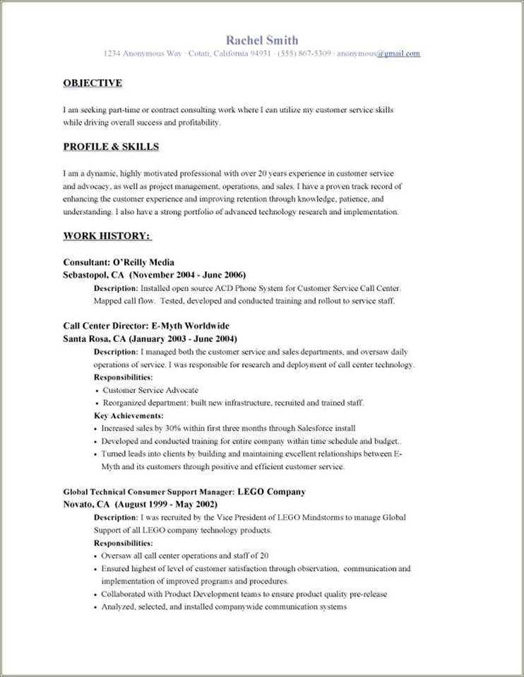 Customer Service Sales Resume Objectives Resume Example Gallery