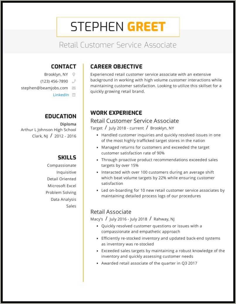 Customer Service Summary Resume Example Resume Example Gallery