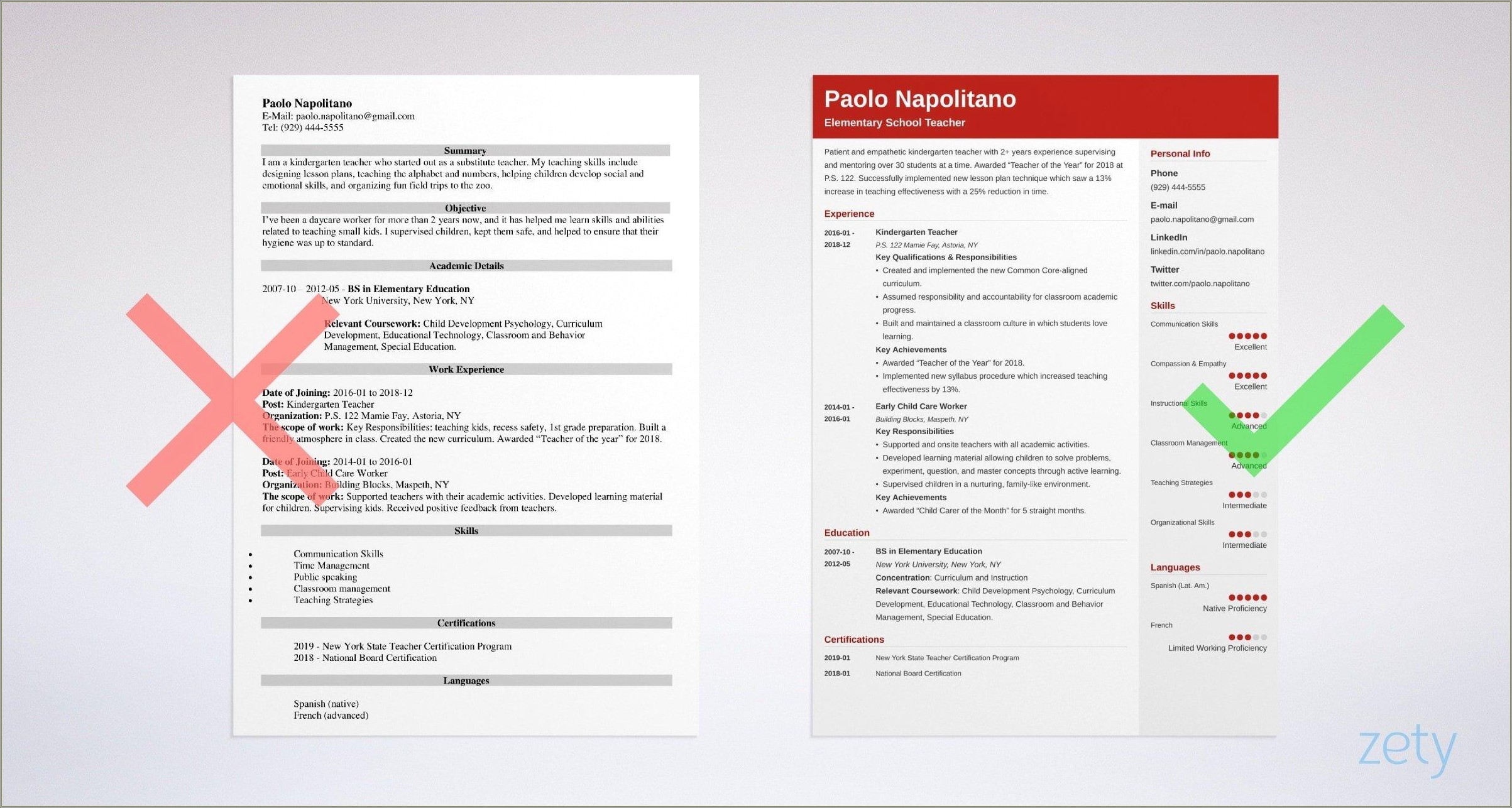 Doe Teacher Application Resume Sample Resume Example Gallery