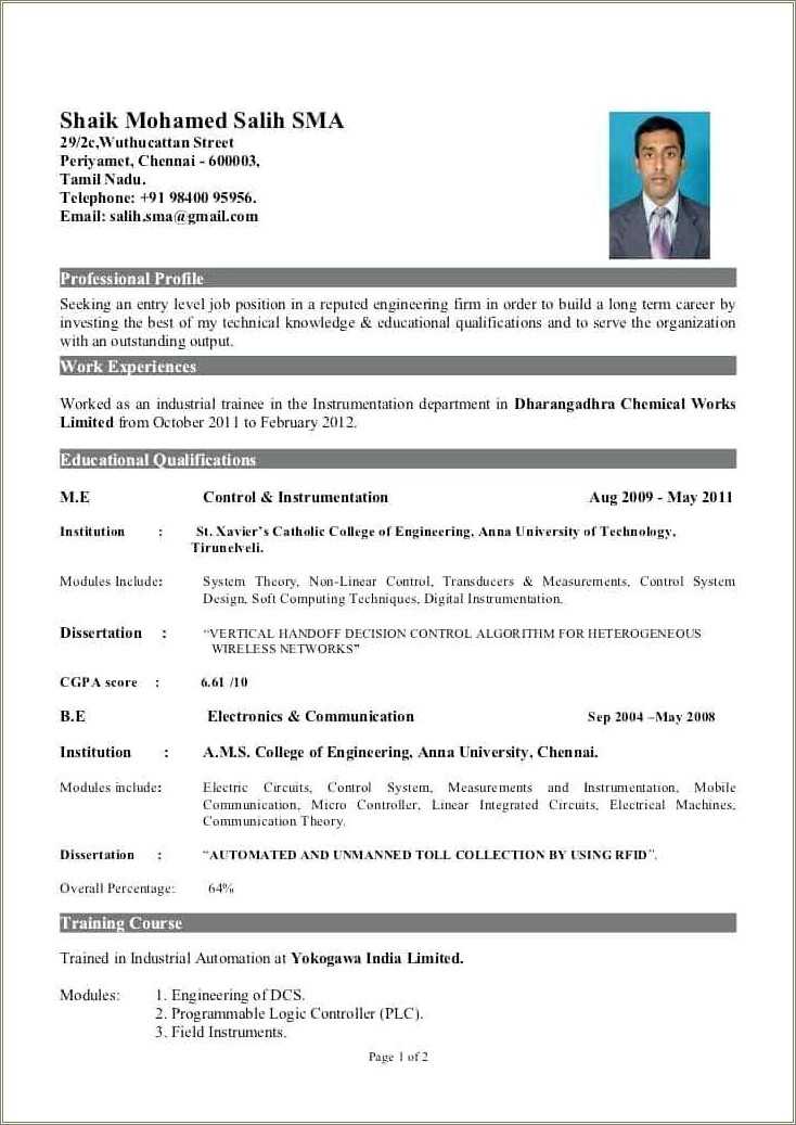 Sample Electrical Engineer Resume India Resume Example Gallery sample-electrical-engineer-resume-india-resume-example-gallery