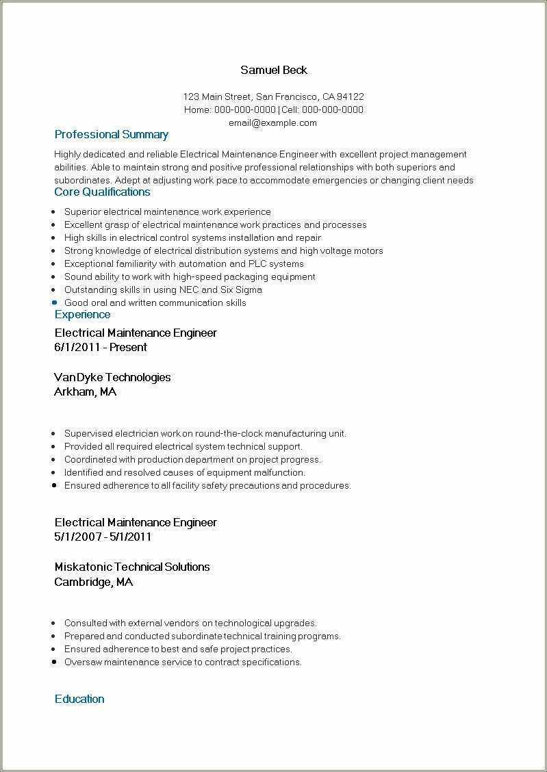Electrical Maintenance Manager Resume Format Resume Example Gallery electrical-maintenance-manager-resume-format-resume-example-gallery