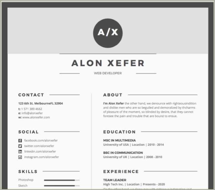 Elegant Resume Template Free Download Resume Example Gallery