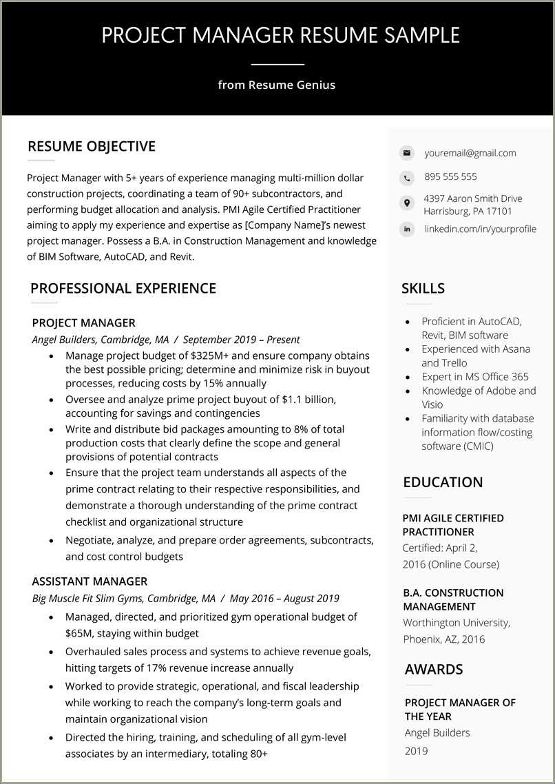 Engineering Program Manager Resume Example Resume Example Gallery