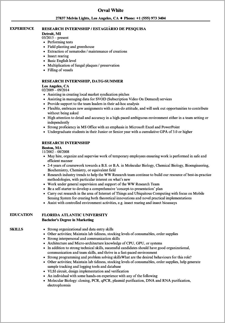 English Internship Resume Examples For College Students Resume English Internship Resume Examples For College Students Resume