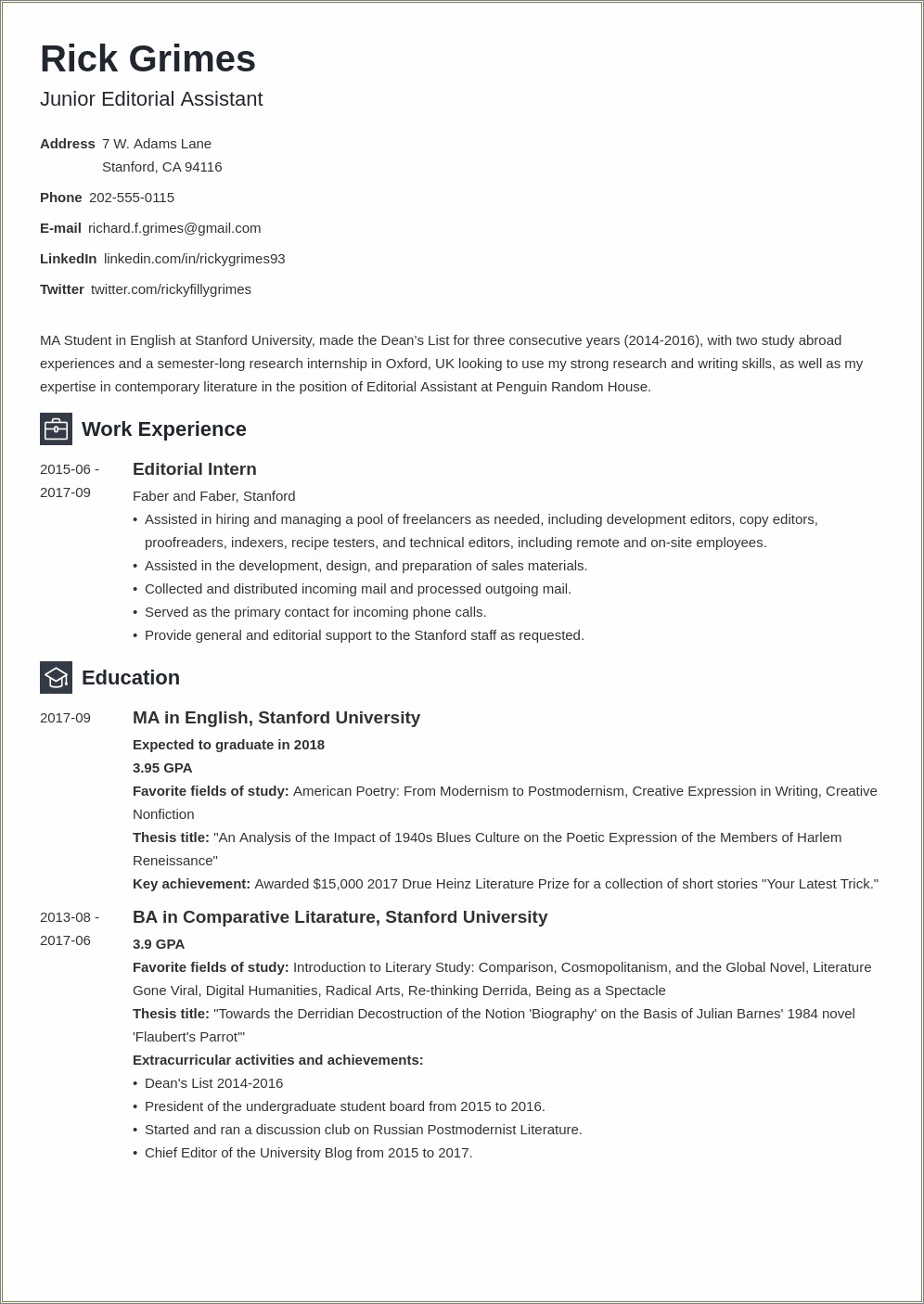 Entry Level Position Resume Example Resume Example Gallery Entry Level Position Resume Example Resume Example Gallery