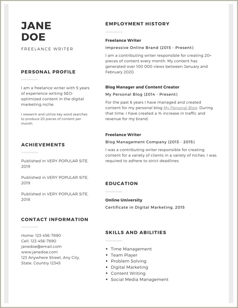 Entry Level Freelance Writer Resume Example Resume Example Gallery entry-level-freelance-writer-resume-example-resume-example-gallery