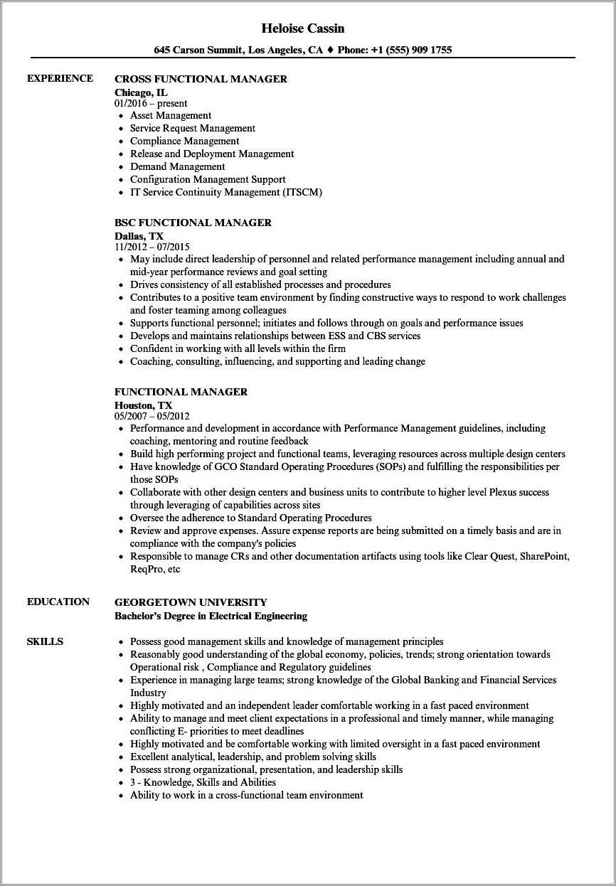 Example Of A Functional Resume Showing Leadership Skills Resume 