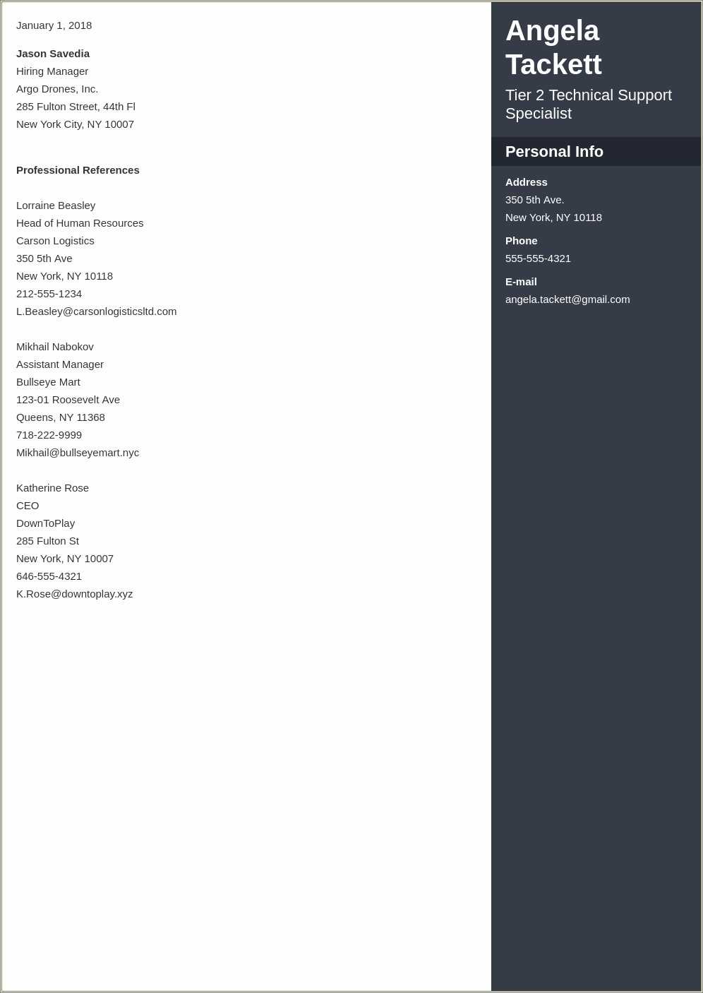 Example Of A Resume Reference Page Resume Example Gallery Example Of A Resume Reference Page Resume Example Gallery