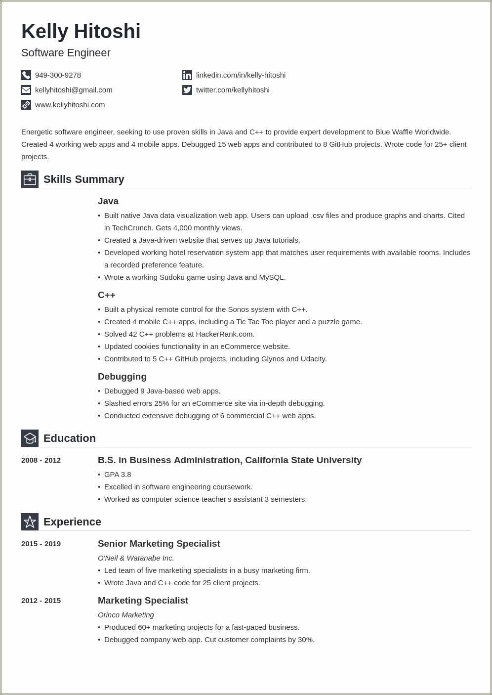 Example Of Professional Profile In Resume Resume Example Gallery