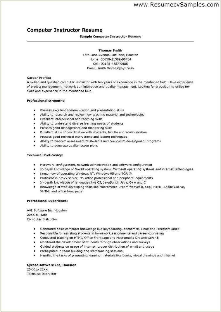 Basic Computer Skills In Resume For Freshers Resume Example Gallery