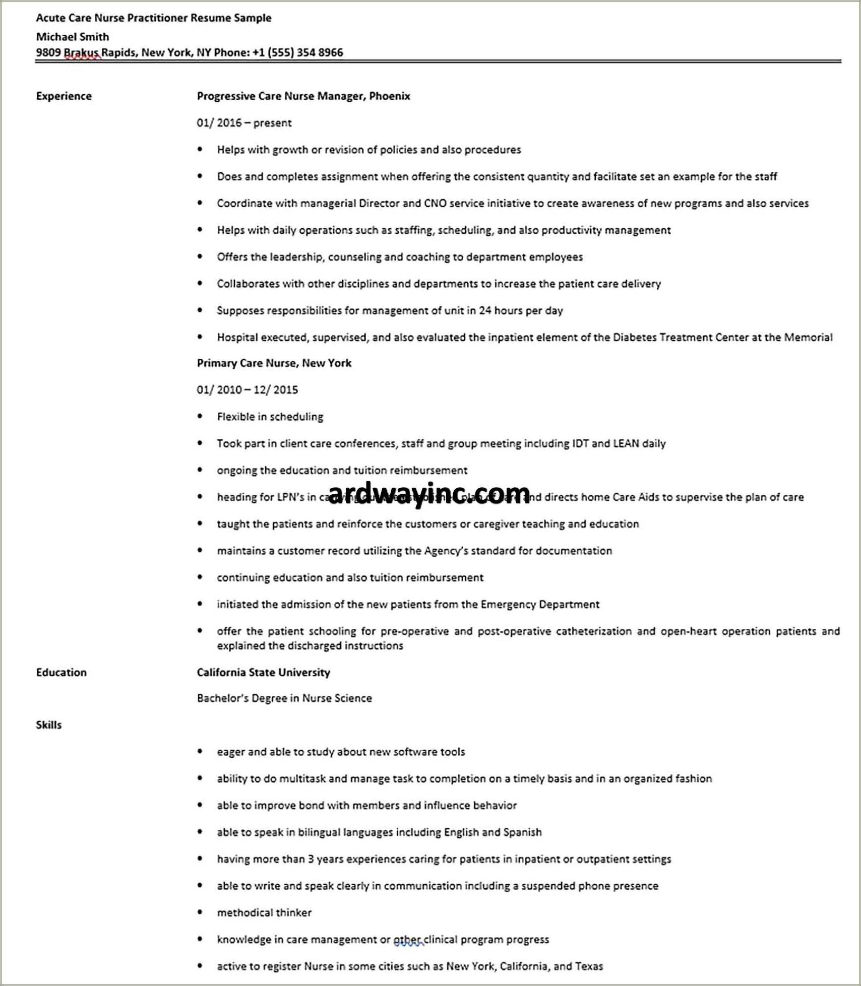 Acute Care Nurse Practitioner Resume Objectives Resume Example Gallery acute-care-nurse-practitioner-resume-objectives-resume-example-gallery