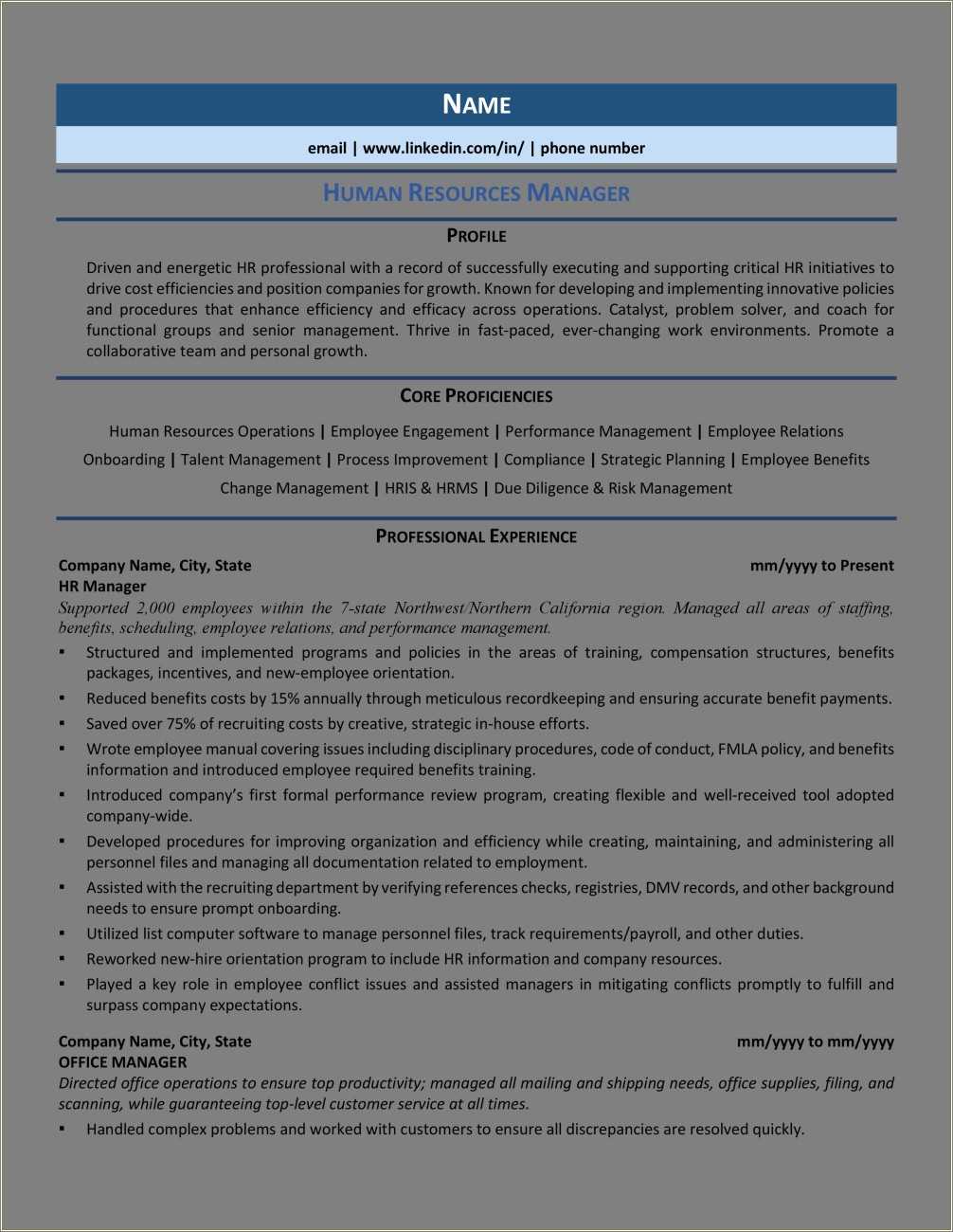 Example Resume Human Resources Manager Resume Example Gallery Example Resume Human Resources Manager Resume Example Gallery