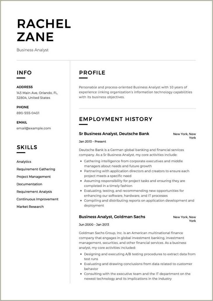 Examples Of Business Analyst Resume Resume Example Gallery