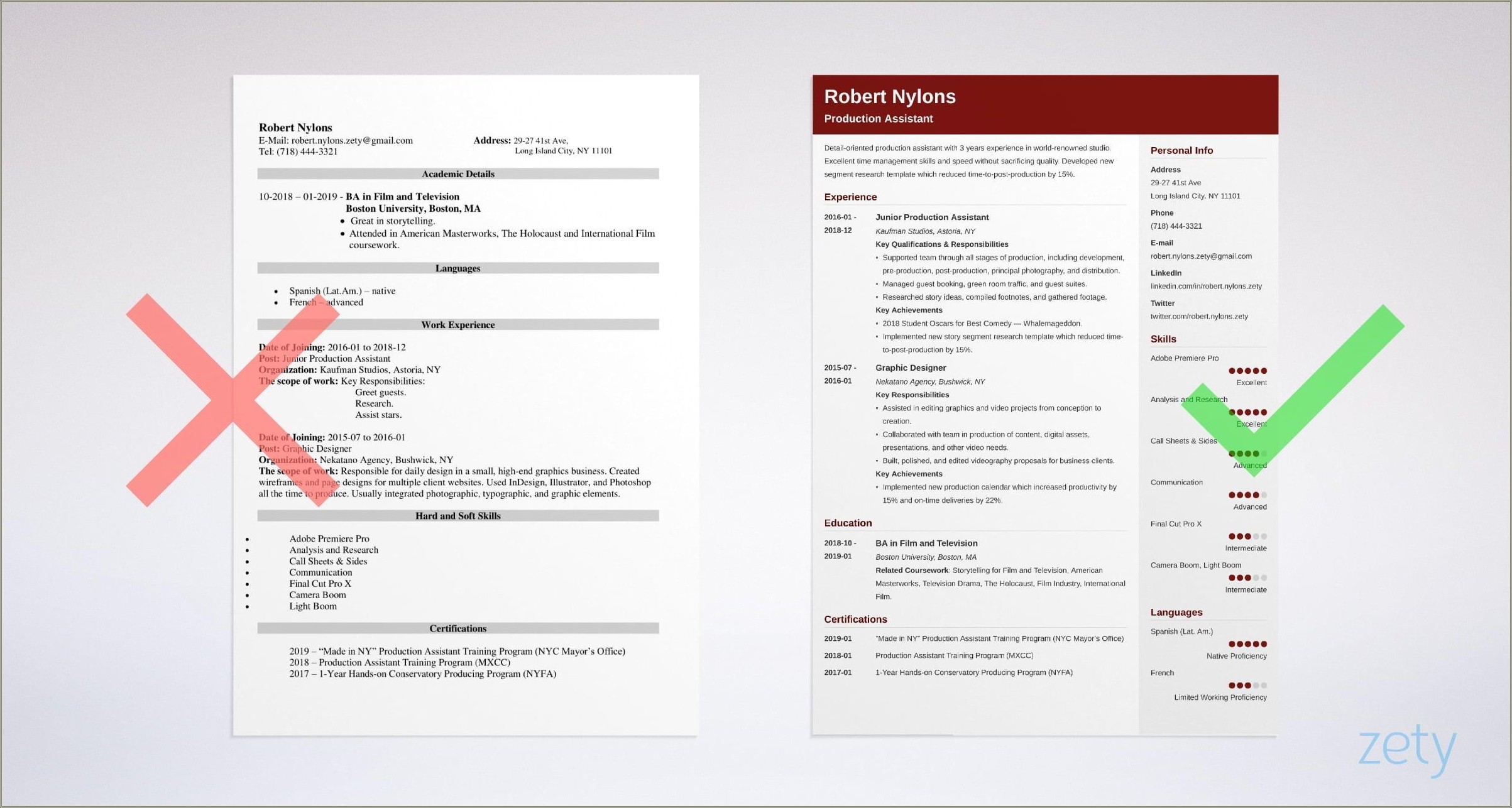 Examples Of Film Production Assistant Resumes Resume Example Gallery