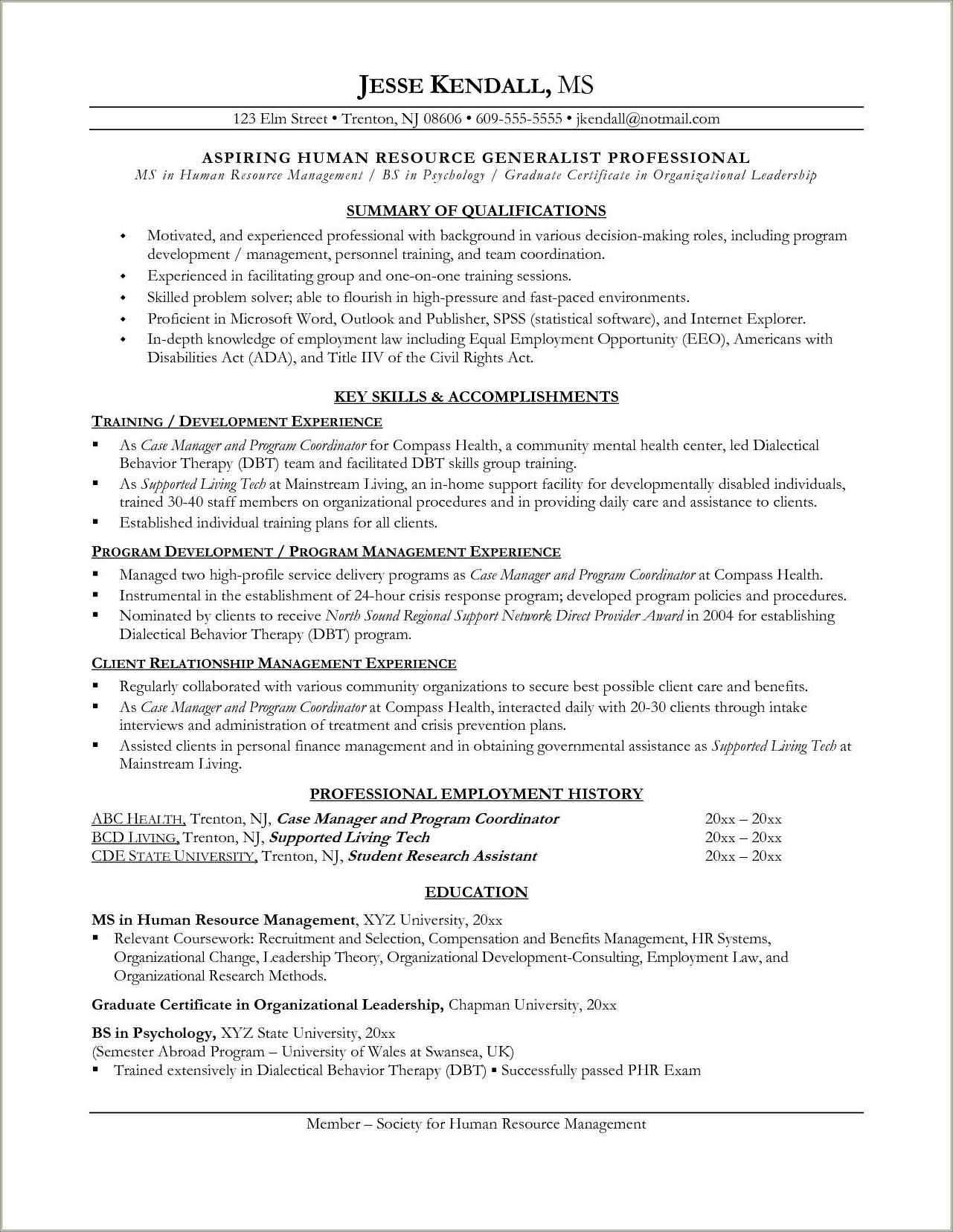 Examples Of Functional Resumes Training Managers Resume Example Gallery