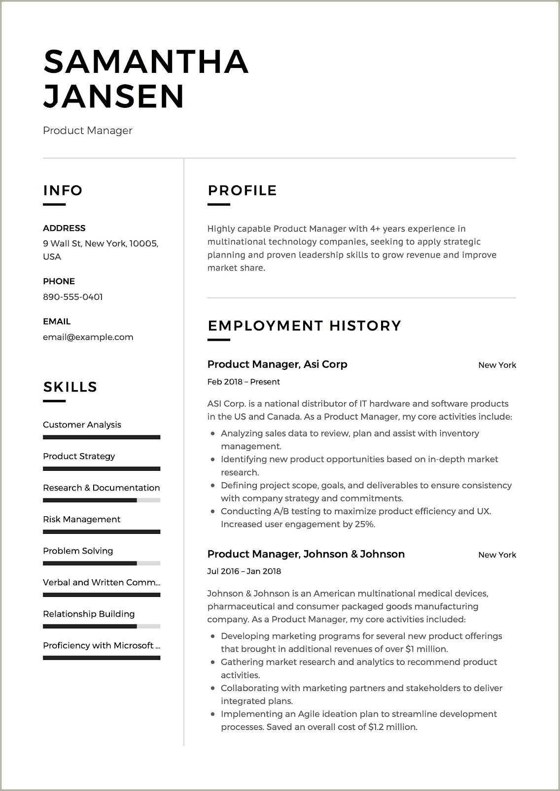 Resume Examples Profile