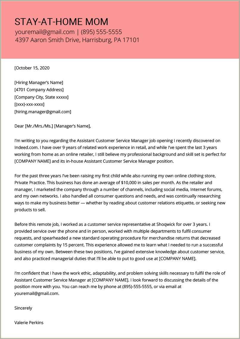 Perfect Cover Letter Examples