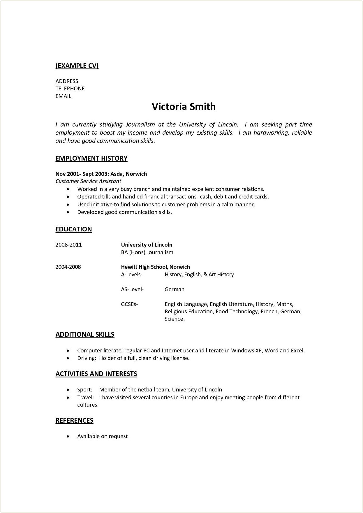 Self Resume For Work Examples Resume Example Gallery self-resume-for-work-examples-resume-example-gallery